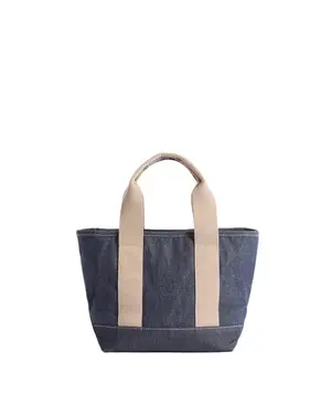 Barbour Mini Mya Tartan-detail Denim Tote Bag - Indigo