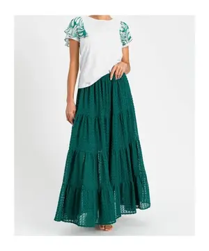 TWINSET Openwork Tiered Maxi Skirt