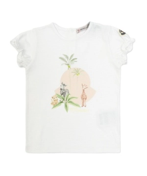 Moncler Ruffled Sleeve T-shirt With Graphic Print - White