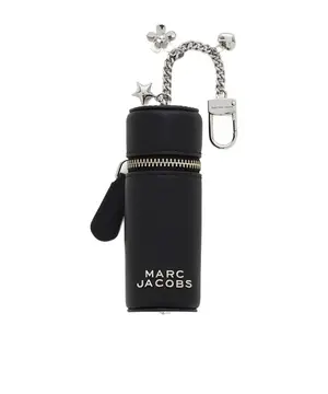 Marc Jacobs The Lipstick Logo Lettering Zipped Bag Charm - Black