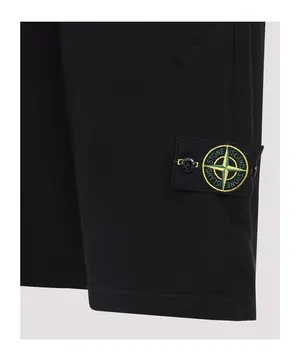 Stone Island Logo Patch Drawstring Shorts - Black