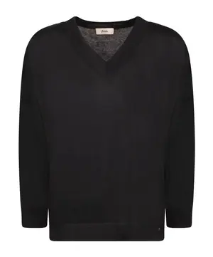 Herno V-neck Knitted Jumper With Side Slits - Black