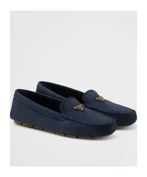 Prada Triangle-logo Slip-on Driving Loafers - Blue