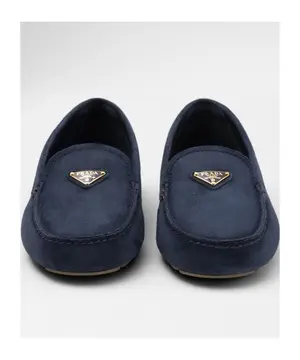 Prada Triangle-logo Slip-on Driving Loafers - Blue