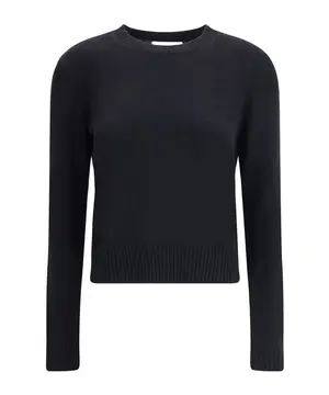 LISA YANG Ribbed Knit Crew Neck Sweater - Black