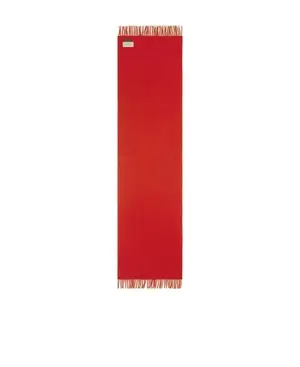 Maison Kitsuné Logo Patch Fringed Knit Scarf - Red