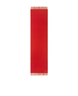 Maison Kitsuné Logo Patch Fringed Knit Scarf
