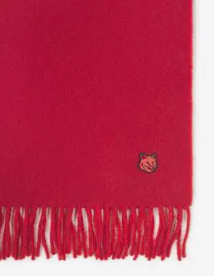 Maison Kitsuné Logo Patch Fringed Knit Scarf