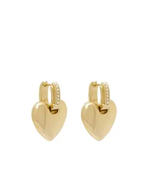 COACH Heart Shaped Pendant Earrings With Beaded Detail - Yellow