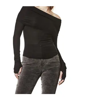 THOM KROM Off-the-shoulder Draped Long-sleeve Top