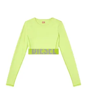 DIESEL® Melissa Cropped Long Sleeve Top With Logo Waistband