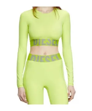 DIESEL® Melissa Cropped Long Sleeve Top With Logo Waistband