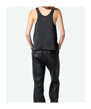 Zadig&Voltaire Tarys Satin Tank Top With Rhinestone Wings - Black