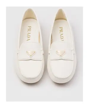Prada Buckskin-print Embossed Driving Loafers - Ivory