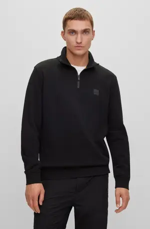 Hugo Boss Quarter Zip Sweater With Logo Patch