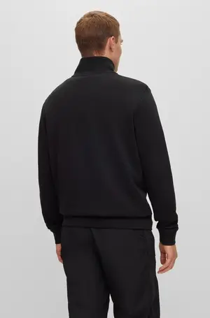 Hugo Boss Quarter Zip Sweater With Logo Patch