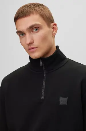 Hugo Boss Quarter Zip Sweater With Logo Patch