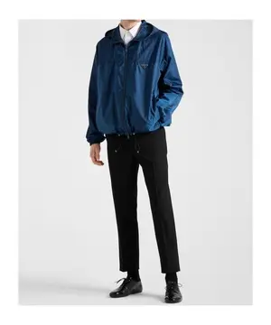 Prada Oversized Zip-up Jacket With Enamelled Triangle Logo