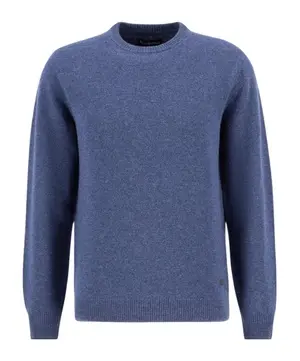 Barbour Crew Neck Sweater With Leather Elbow Patches