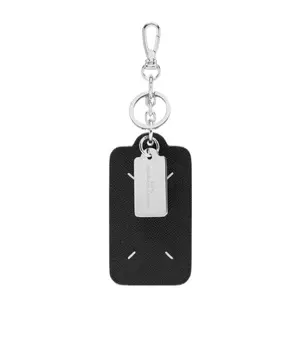MAISON MARGIELA Logo-printed Duo-tag Keyring-cardholder - Black