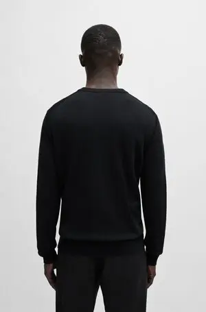 Hugo Boss Logo Embroidered Ribbed Jumper