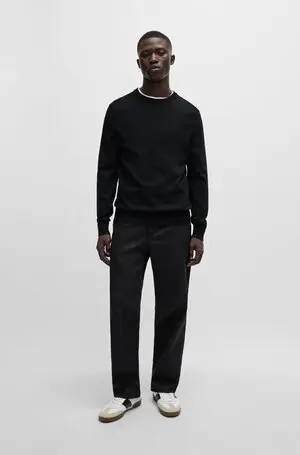 Hugo Boss Logo Embroidered Ribbed Jumper