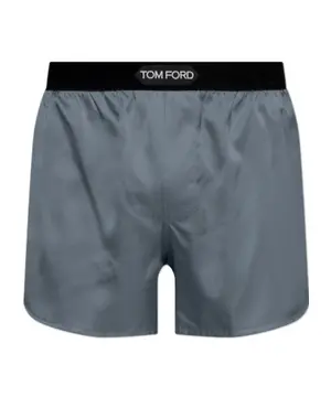 TOM FORD Logo-waistband Silk-blend Boxer Shorts - Gray