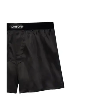 TOM FORD Logo-waistband Stretched Satin Boxers - Black