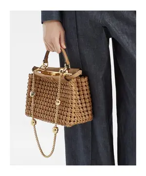 Fendi Woven Leather Top Handle Bag