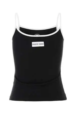MARINE SERRE Contrast Trim Moon Logo Ribbed Tank Top