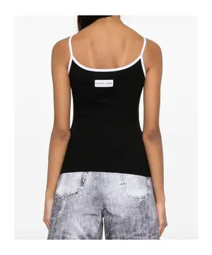 MARINE SERRE Contrast Trim Moon Logo Ribbed Tank Top