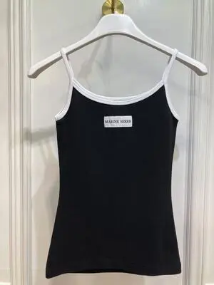 MARINE SERRE Contrast Trim Moon Logo Ribbed Tank Top
