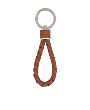 Bottega Veneta Intreccio Key Ring - Brown
