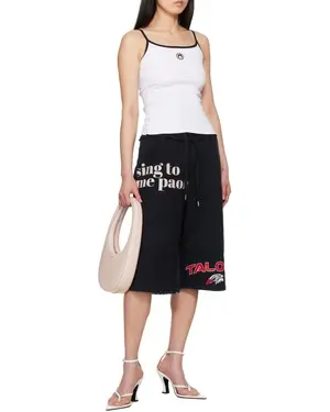 MARINE SERRE Contrast Trim Moon Logo Ribbed Tank Top - White