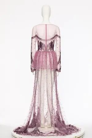 Valentino Garavani Long Sleeve Sheer Embroidered Dress