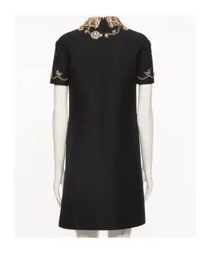 Valentino Garavani Embellished Lapel Collar Short Sleeve Dress