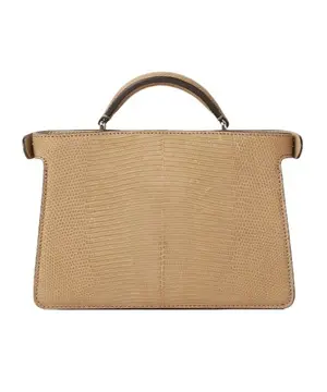 Fendi Peekaboo Iseeu X-cross Nubuck Lizard Leather Bag - Beige