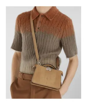 Fendi Peekaboo Iseeu X-cross Nubuck Lizard Leather Bag - Beige