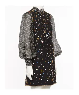 Valentino Garavani Embellished Long Sleeve Dress With Graphic Print
