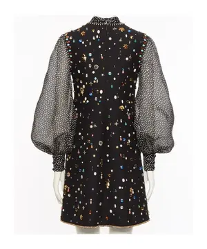 Valentino Garavani Embellished Long Sleeve Dress With Graphic Print