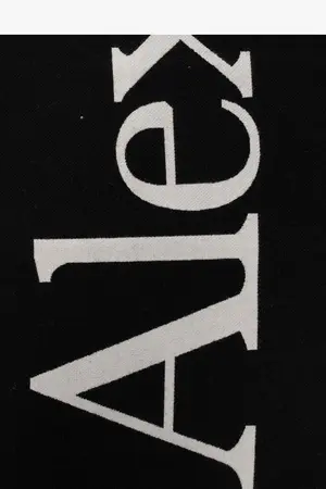 Alexander McQueen Logo Intarsia Knitted Fringed Scarf