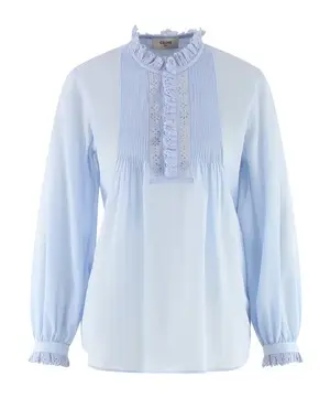 Celine Long Sleeve Shirt With Lace Trim