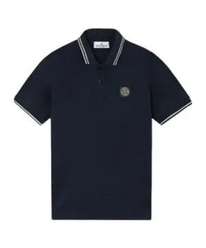 Stone Island Stone Island Ribbed Collar Polo Shirt Navy