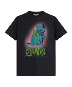 GANNI Graphic Cat Print T-shirt