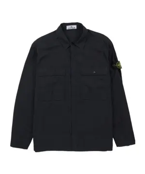 Stone Island Logo Patch Long Sleeved Overshirt - Blue