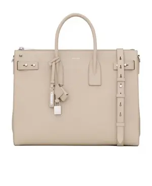 Saint Laurent Sac De Jour Thin Large Grained Leather Handbag - Nude
