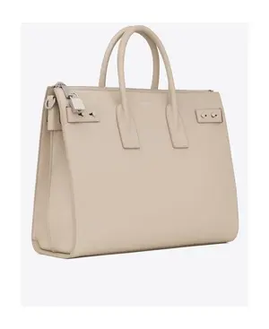 Saint Laurent Sac De Jour Thin Large Grained Leather Handbag - Nude