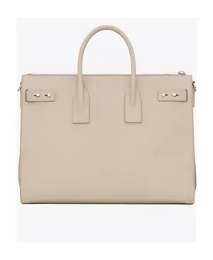 Saint Laurent Sac De Jour Thin Large Grained Leather Handbag - Nude