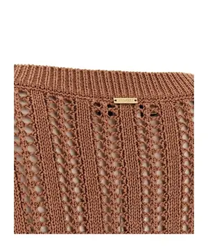 TWINSET Openwork Knit Sweater With Feather Embellishments