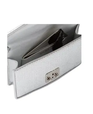 Miu Miu Sequin Embellished Leather Bag With Crystal Chain Strap